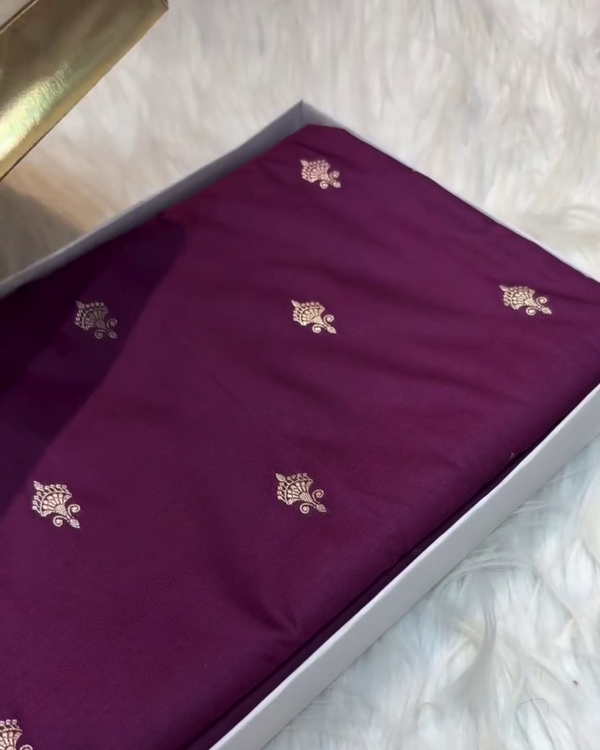 Purple Katan Mashru Silk Banarasi Saree with Rich Silver Zari Weaving ...